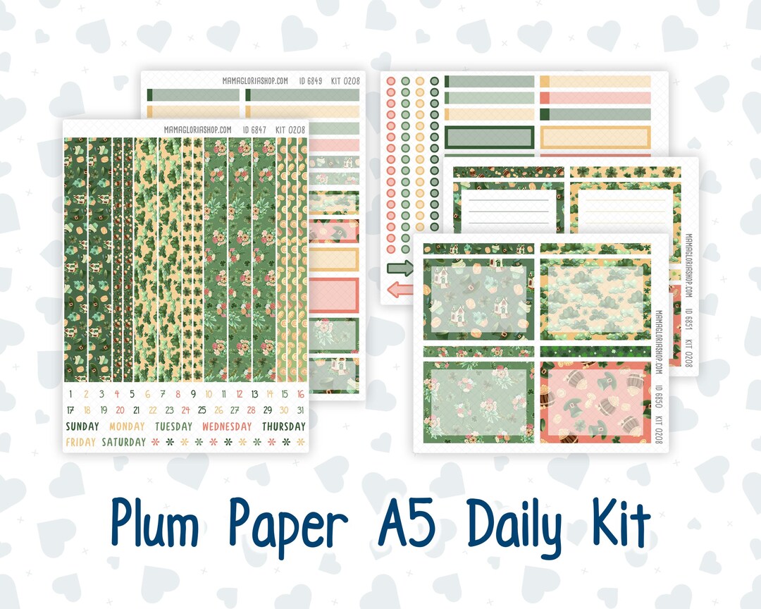 Kit 0208 A5 Plum Paper Daily - Shamrock Lane - Planner -march - Etsy