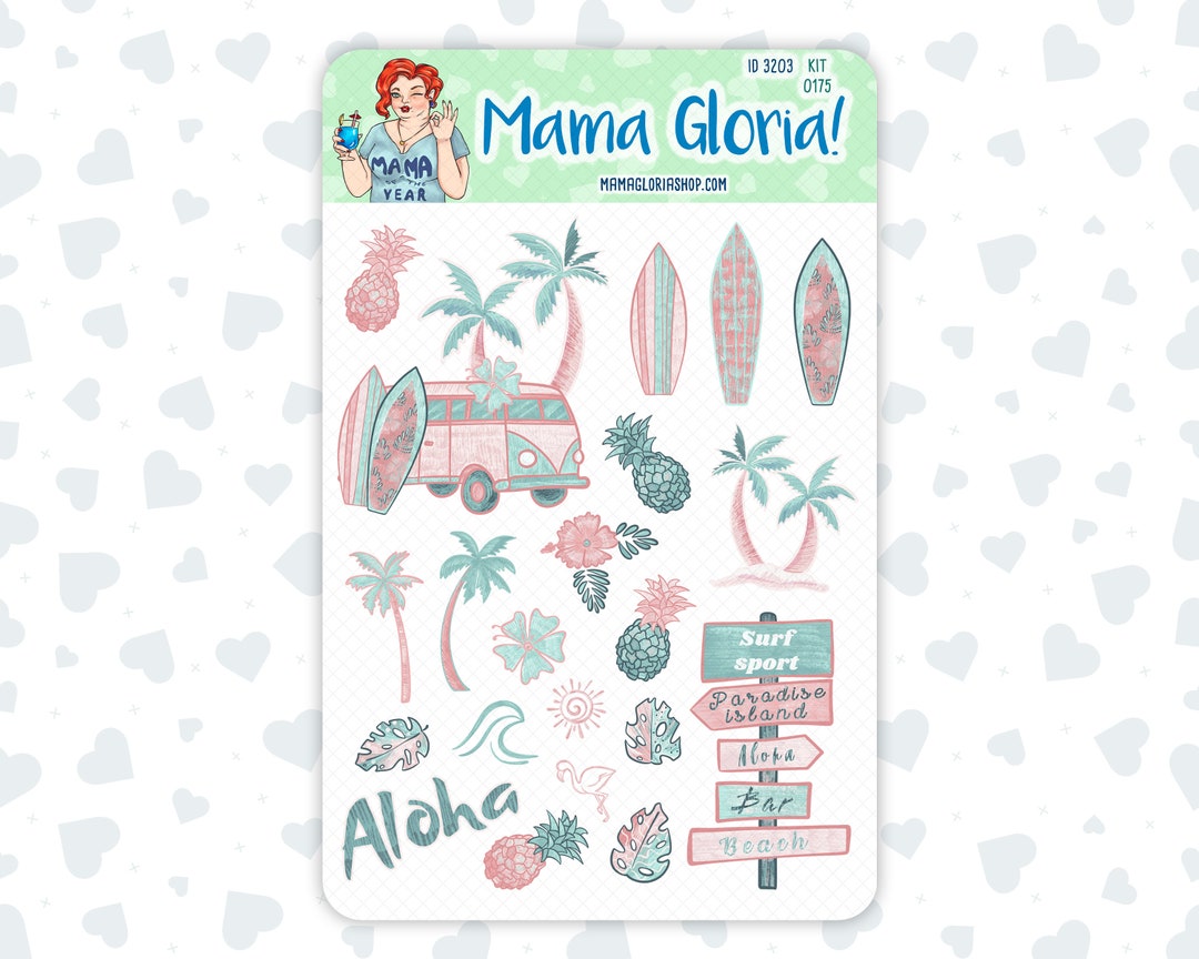Kit 0175 Clipart Aloha July Summer for Planners Journals - Etsy