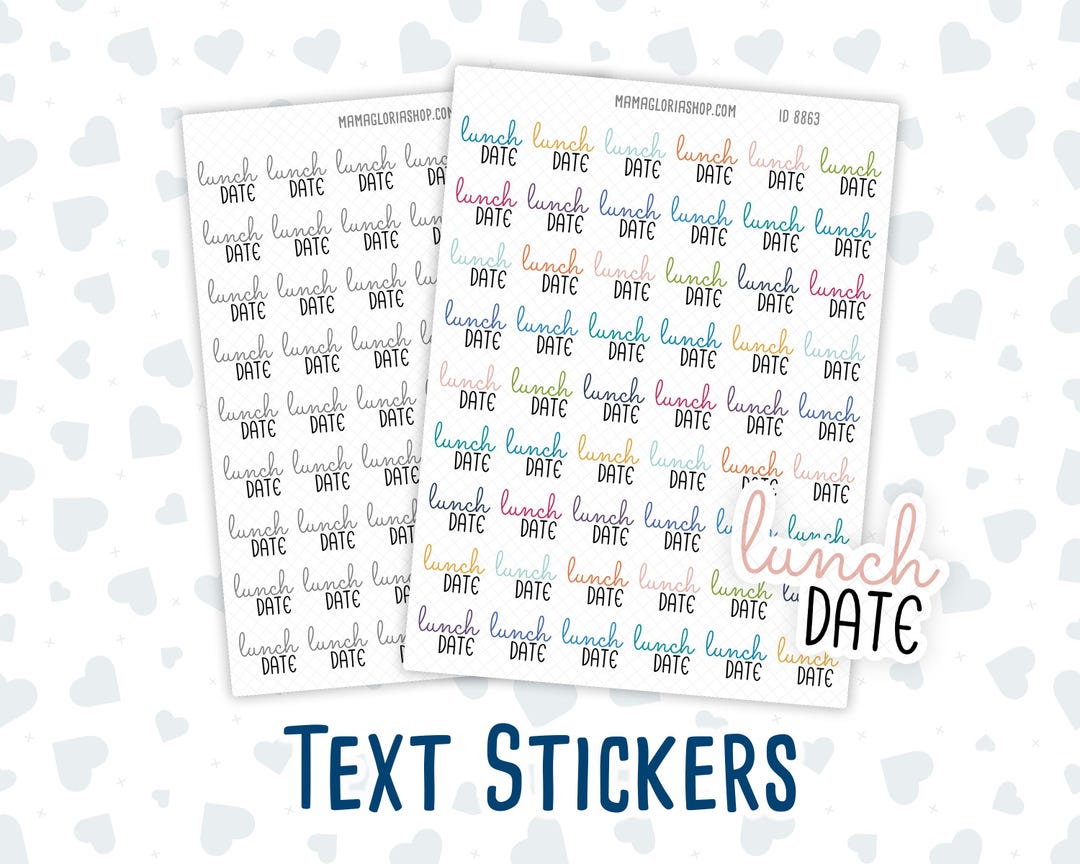 Lunch Date - Text Stickers for Planners - Handwritten - Etsy