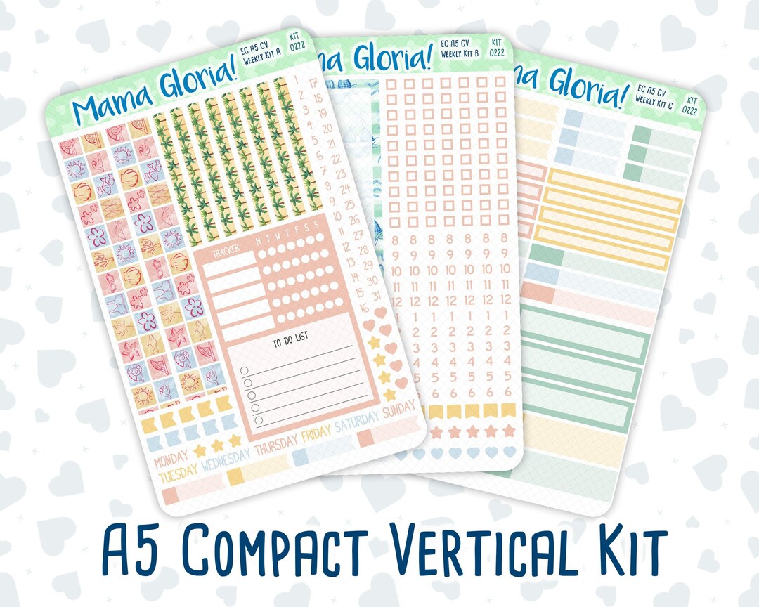 Kit 0222 - A5 Compact Vertical - Weekly Kit - June - Beach Day - Etsy