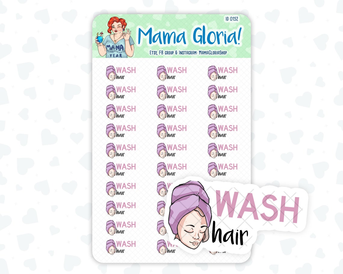 Wash Hair Text Stickers for Planners ID 0152/0604/0325 - Etsy
