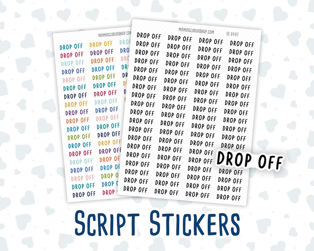 Drop Off- Script Stickers for Planners - Headers - Etsy