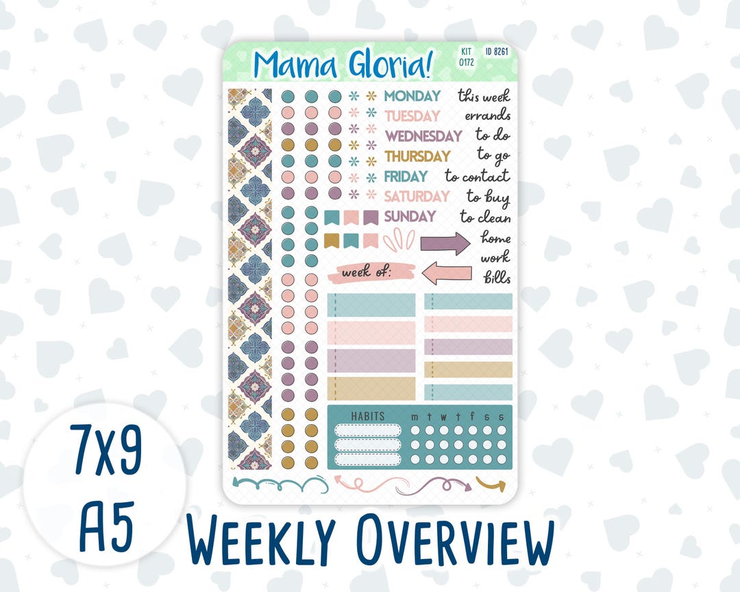 Kit 0172- Weekly Overview - Mosaic - for 7x9 & A5 Planners - Notebooks ...