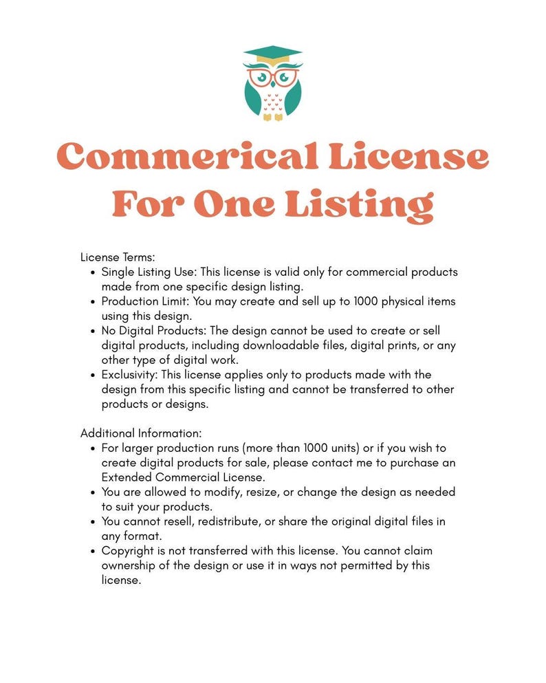 Commercial License for One Listing: SVG Cutting File Designs - Etsy