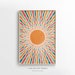 Abstract Retro Multicoloured Sun Art Print, Mid Century Sunburst Wall ...