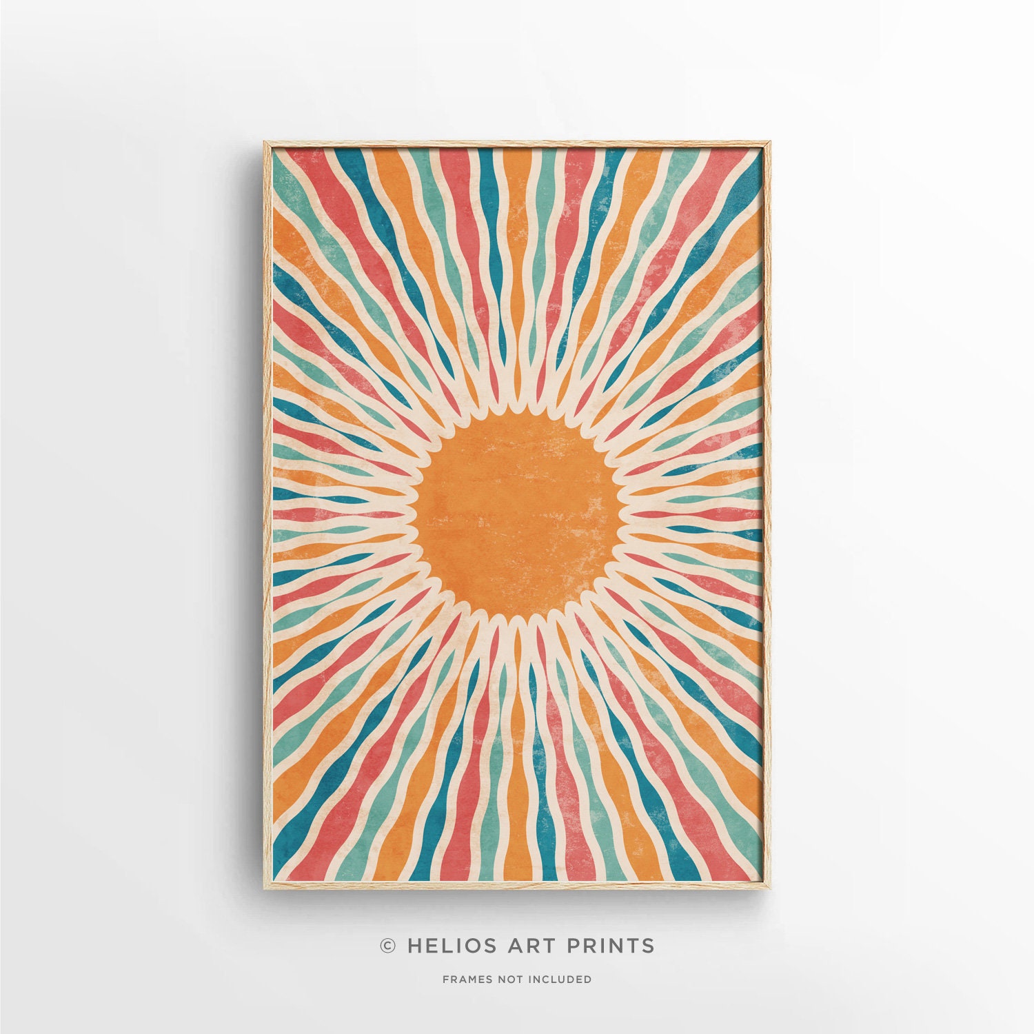 Abstract Retro Multicoloured Sun Art Print Mid Century - Etsy