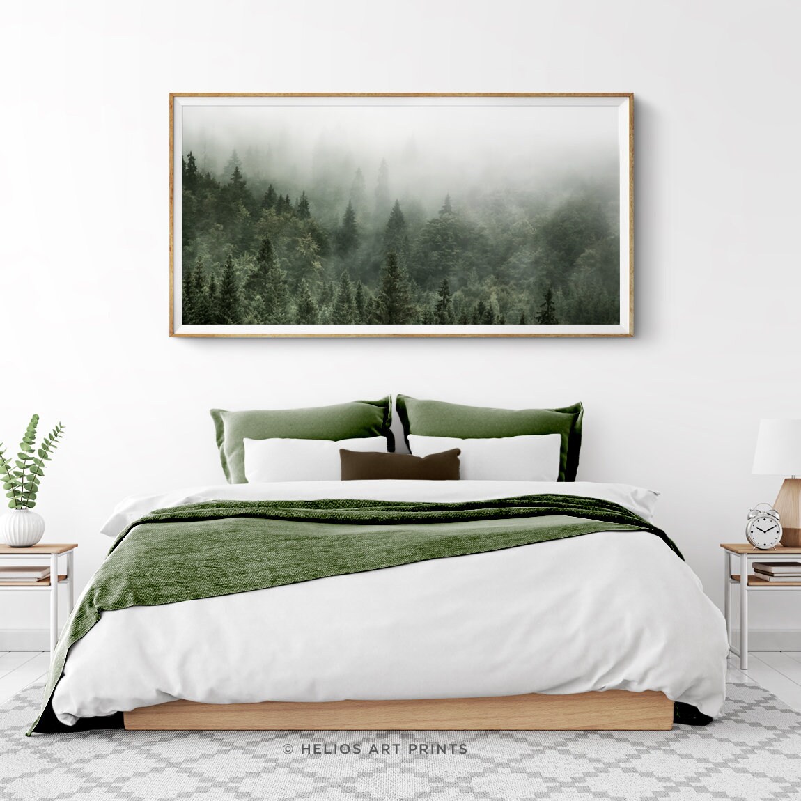 Deep Green Misty Forest Panoramic Wall Art. Green Pine Forest - Etsy