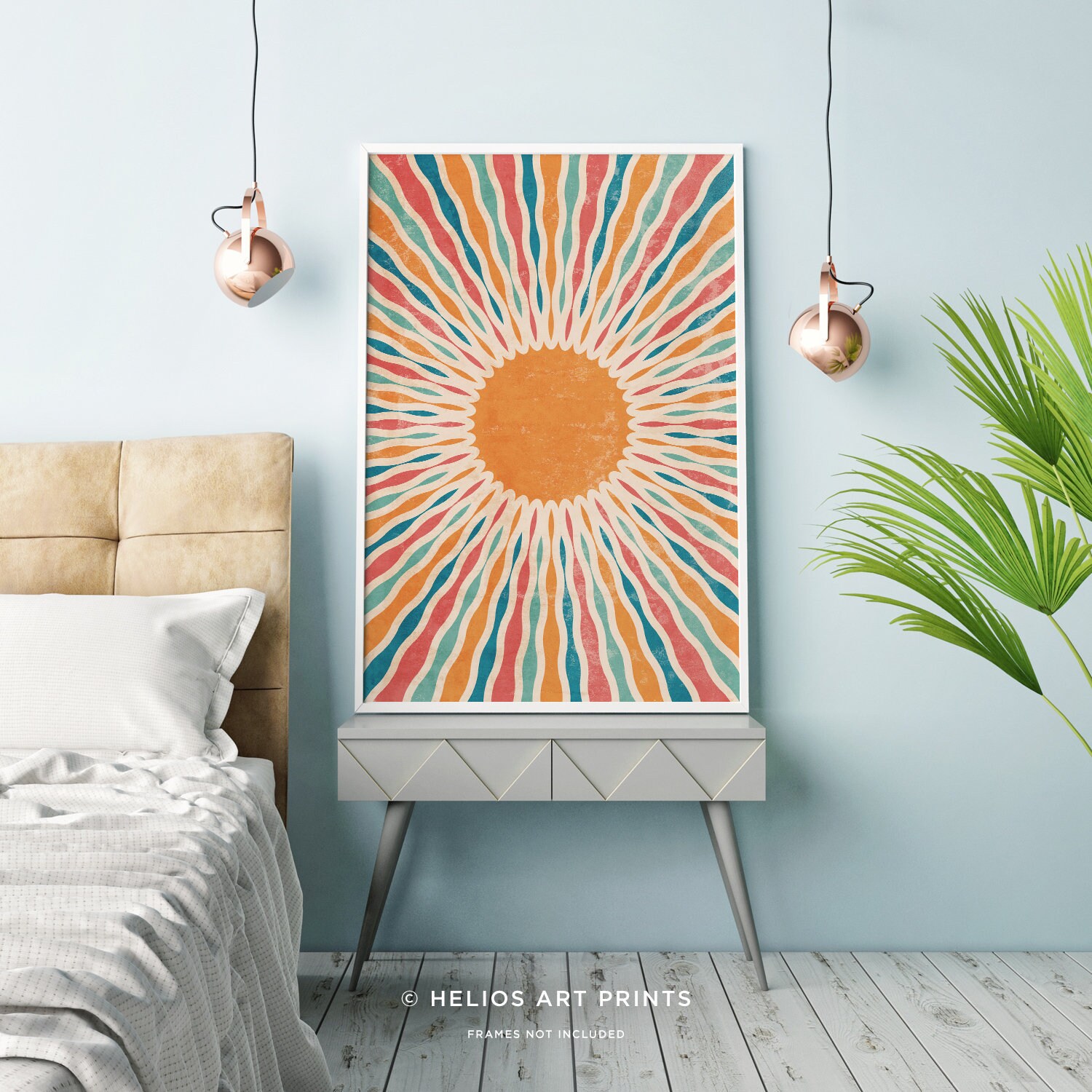 Abstract Retro Multicoloured Sun Art Print Mid Century - Etsy