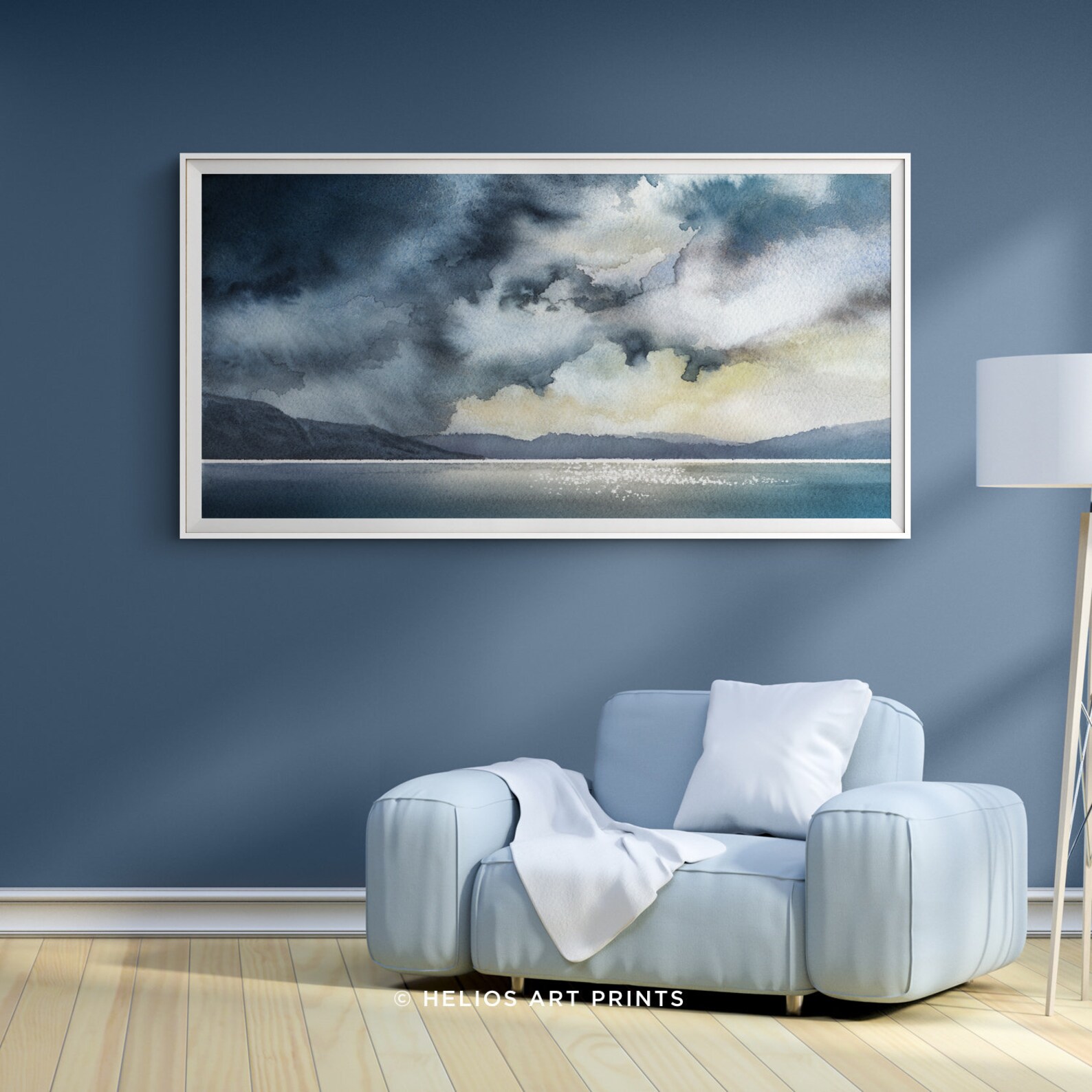 Abstract Panoramic Coastal Landscape Watercolor Print. - Etsy