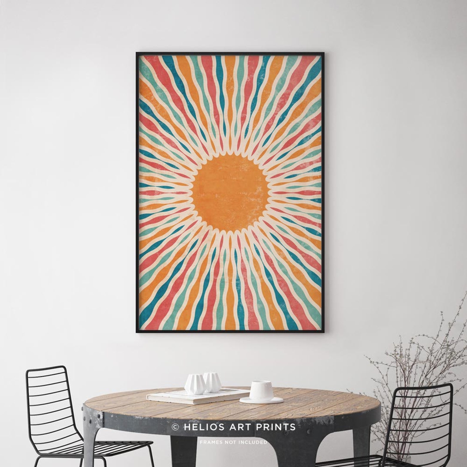 Abstract Retro Multicoloured Sun Art Print Mid Century - Etsy