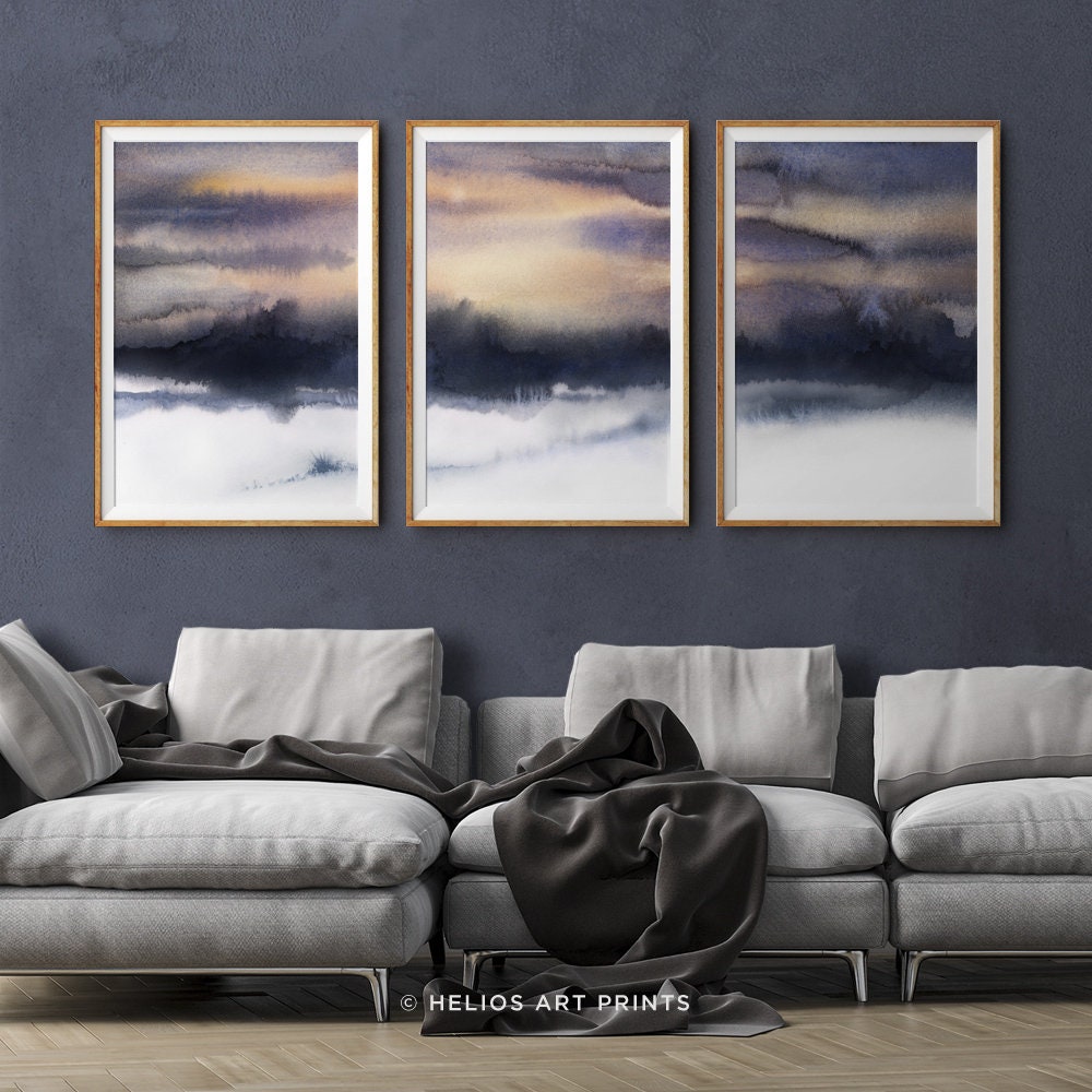 Set of 3 Abstract Impressionist Snow Covered Watercolor | Etsy UK