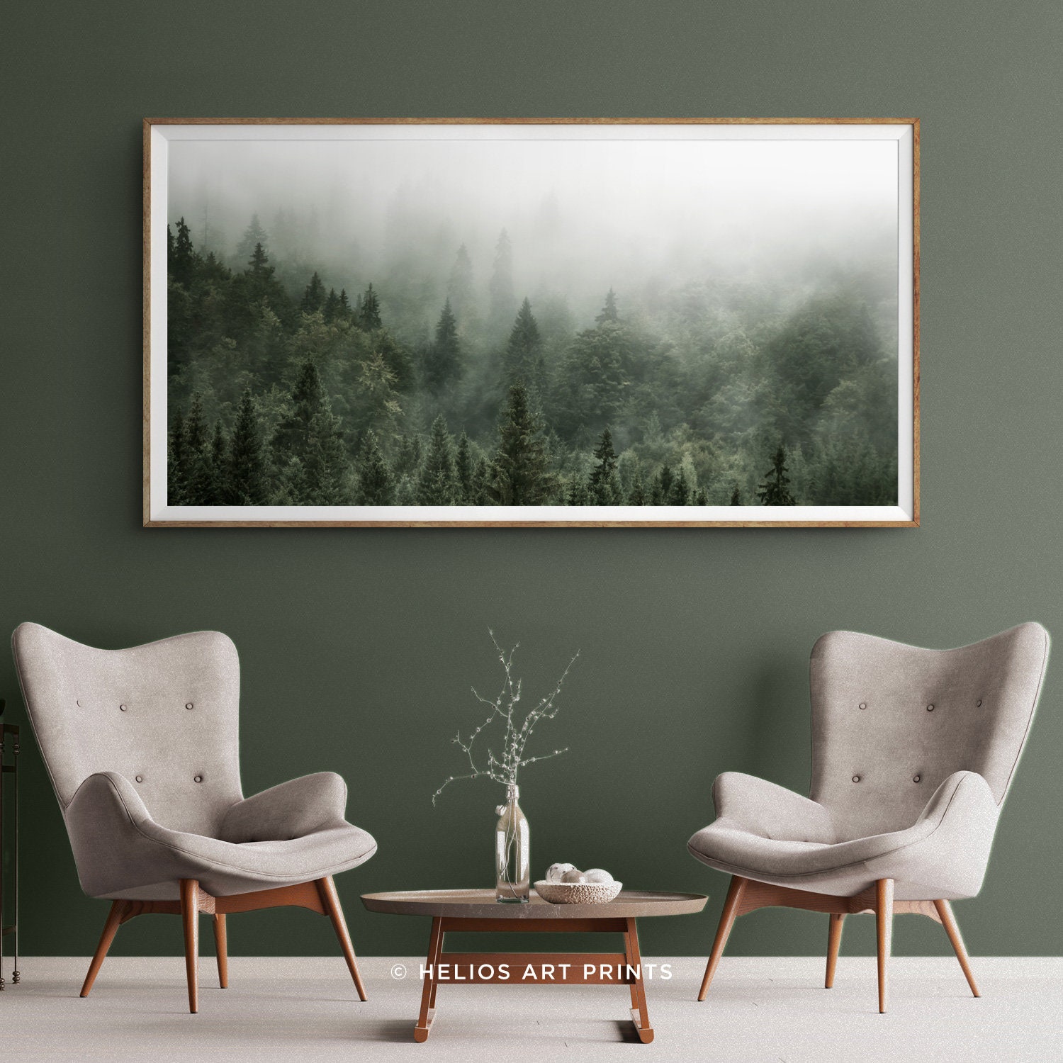 Deep Green Misty Forest Panoramic Wall Art. Green Pine Forest - Etsy