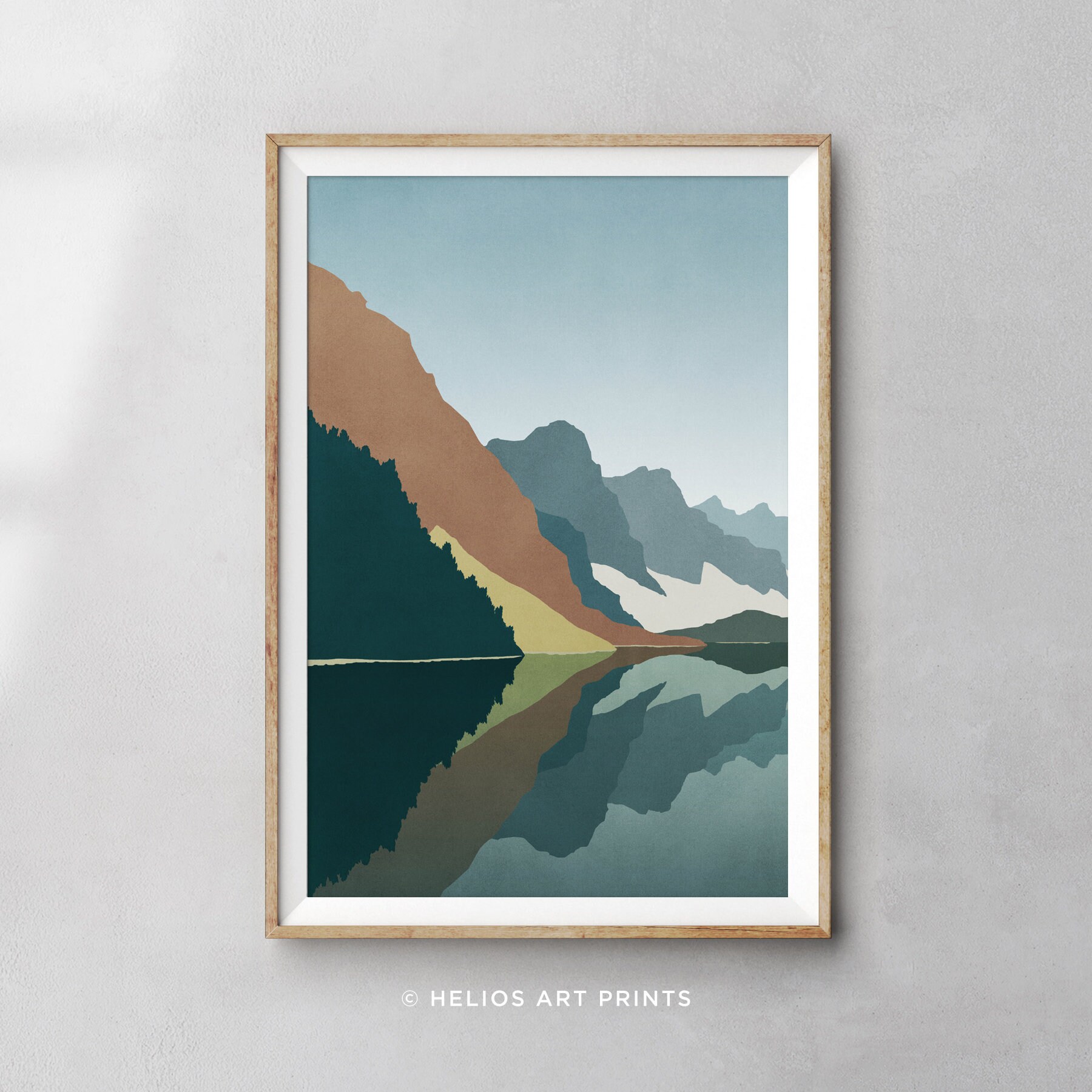 Two Piece Mountain Lake Art Prints. Set of 2 Mid Century | Etsy