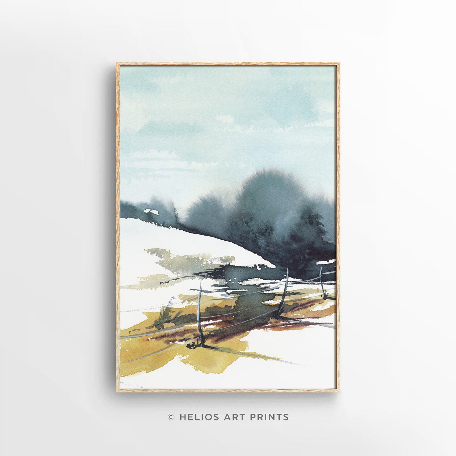 Two Piece Abstract Winter Landscape Watercolor Print. Set of 2 | Etsy