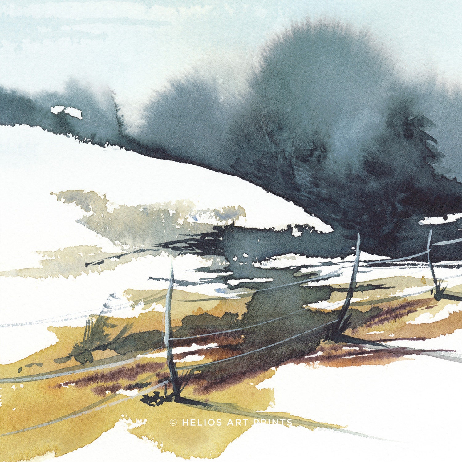 Two Piece Abstract Winter Landscape Watercolor Print. Set of 2 - Etsy UK