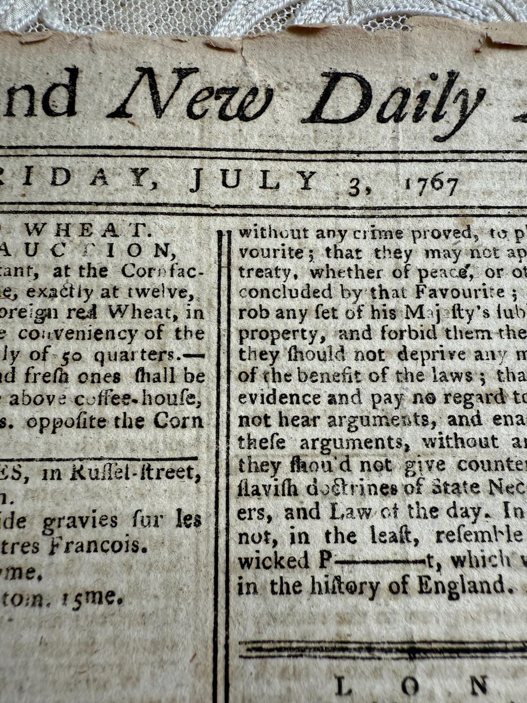 Antique 1767 the Gazetteer and New Daily Advertiser Newspaper - Etsy