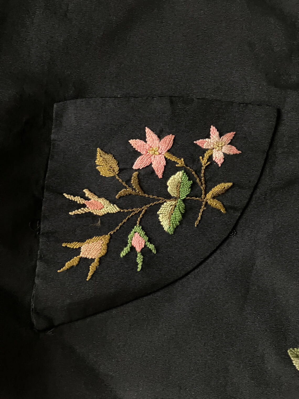Victorian Black Silk Apron - Embroidered Floral Display Piece - Etsy