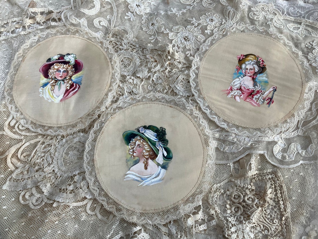 Three Stunning Nineteenth Century Hand Painted Lace Edge Doilies - Etsy
