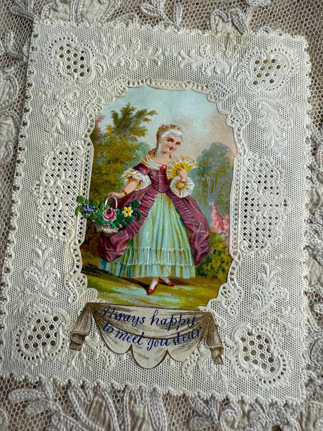 Beautiful Victorian Paper Lace Valentine Card Front Ref RY - Etsy