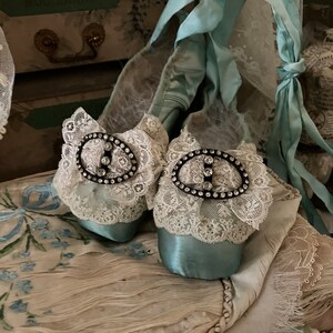 Beautiful Antique Bloch Pointe Ballet Shoes With Antique Lace and Antique Buckles Embellishment ...