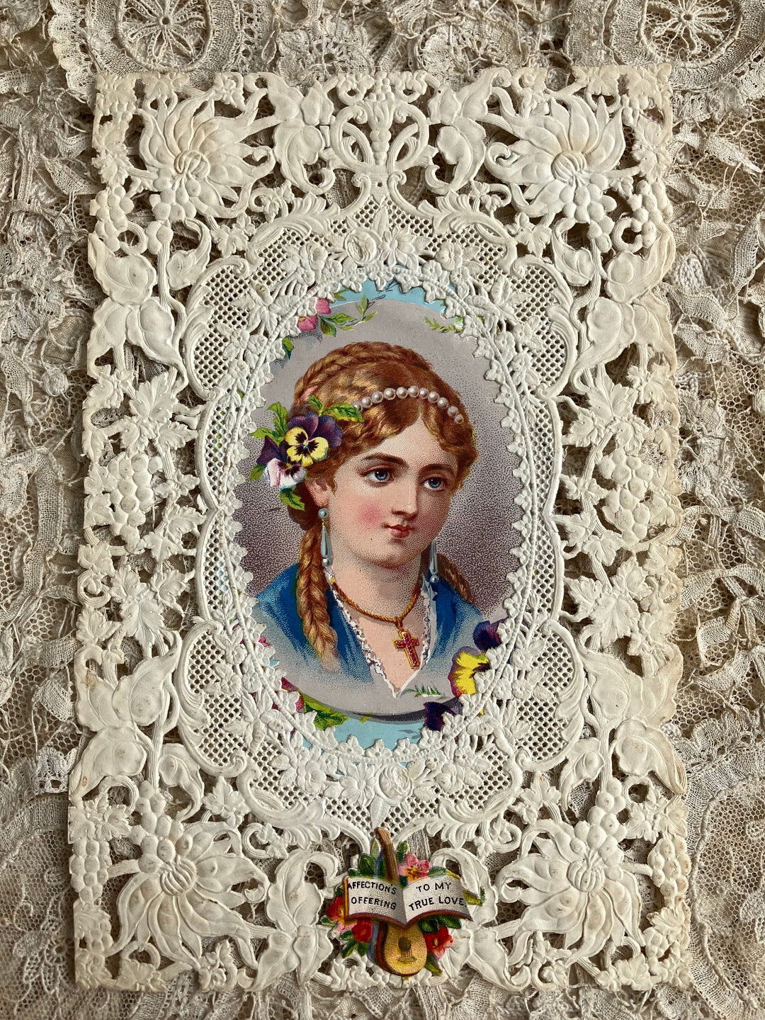 Nineteenth Century Victorian Paper Lace Valentines Card Front - Etsy
