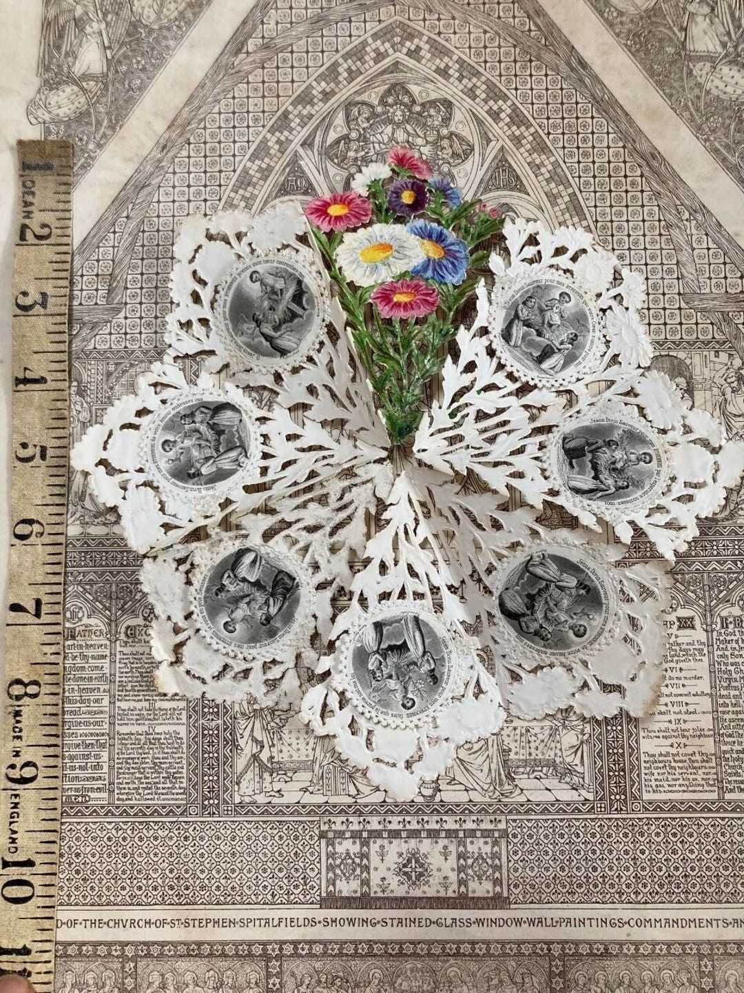 Exquisite Large 19th Century French Victorian Paper Lace Embellished ...