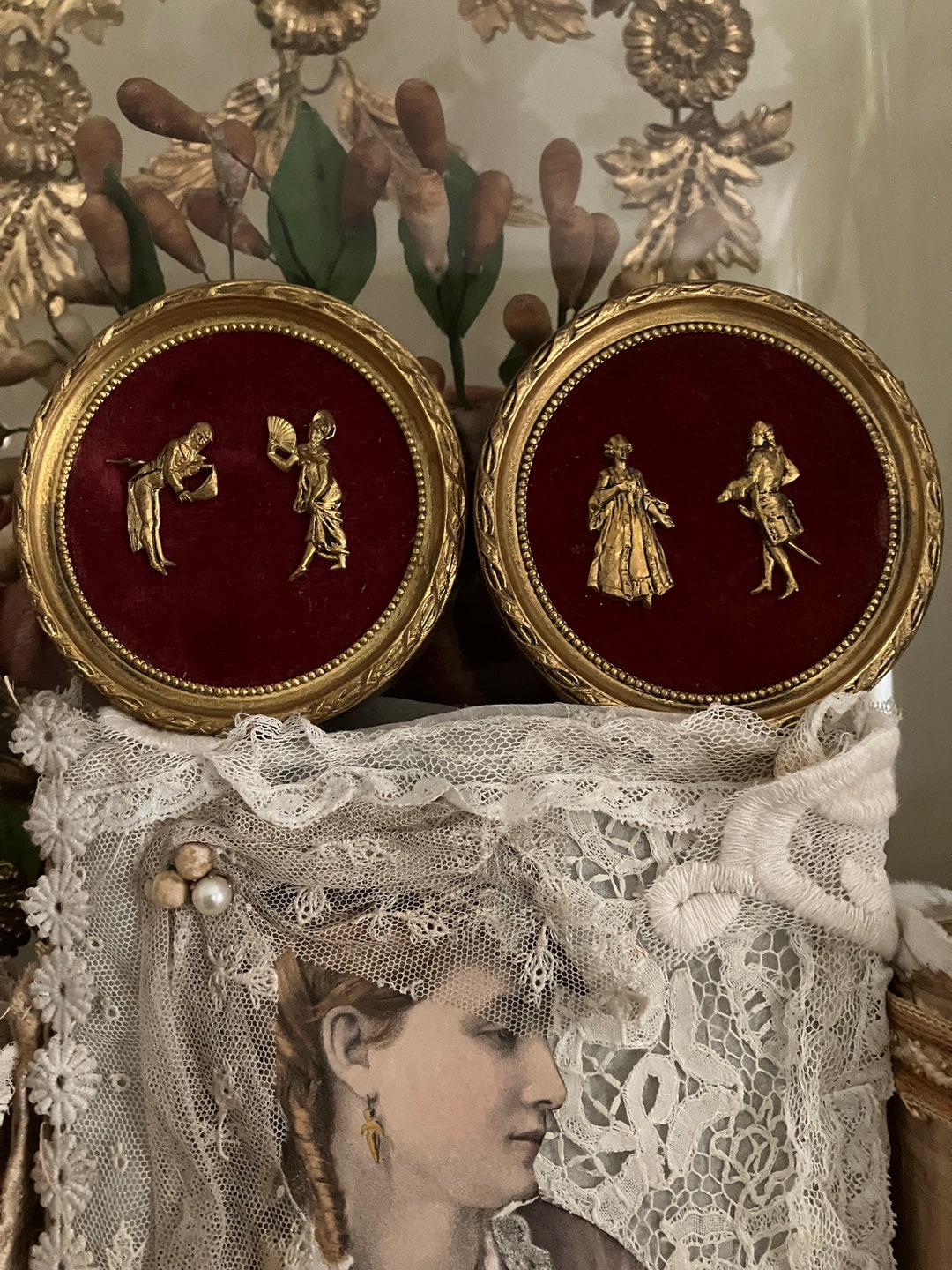 Antique French Parisian Gilor Brass Ornate Frames, Boudoir Pictures ...