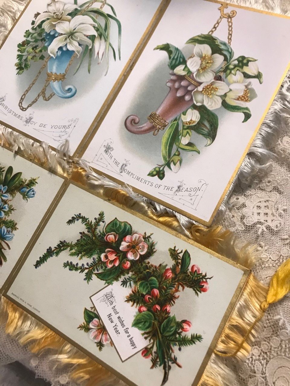 Two Antique 1800's Floral Roses Greetings Card With Silk - Etsy