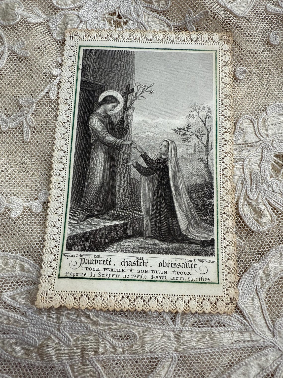 Antique French Religious Paper Communion Card With Paper Lace - Etsy