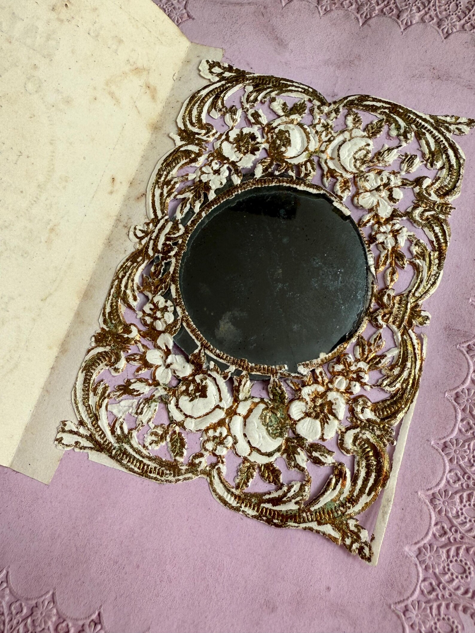 Antique Paper Lace Valentines Card With Mirror, 1800's Vinegar Card by ...