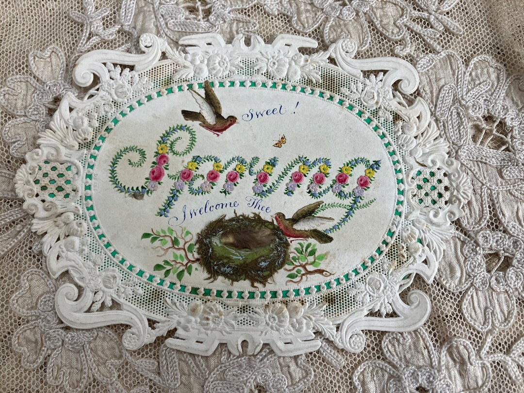 Stunning DOBBS Nineteenth Century Paper Lace Card Embossed Welcome ...