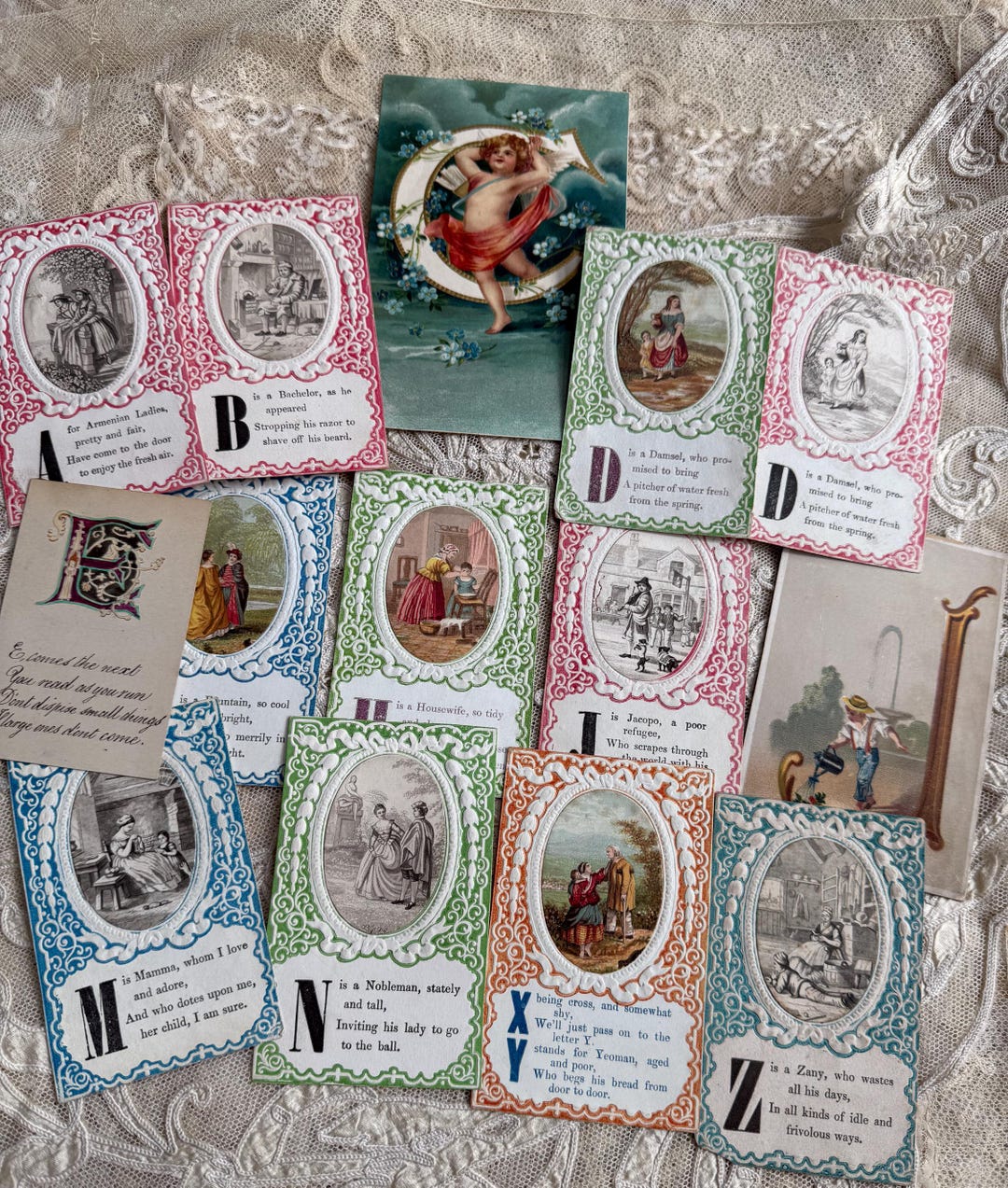 Rare Collection of Embossed Alphabet Cards C1840 - Etsy