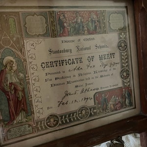 1894 Gorgeous Framed Certificate of Merit Presented to Ada Fox Aged 9 ...