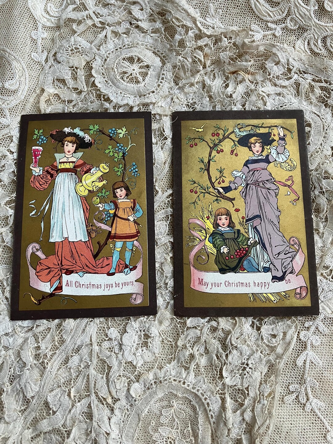 Antique Christmas Cards 1882, Set of Two - Etsy