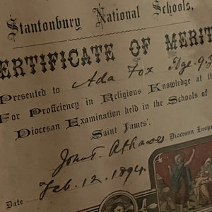1894 Gorgeous Framed Certificate of Merit Presented to Ada Fox Aged 9 ...