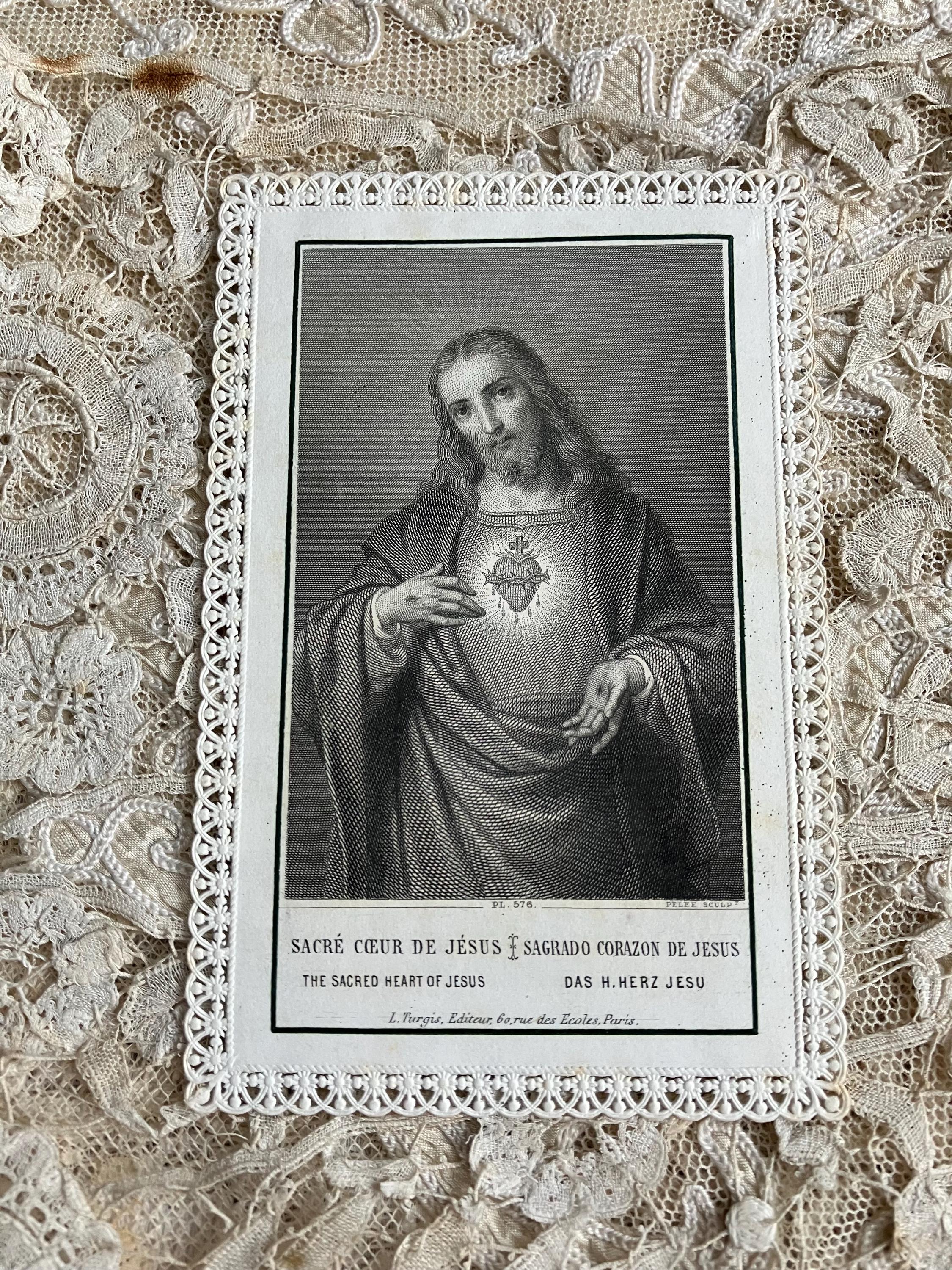 Antique French Religious Paper Communion Card With Paper Lace - Etsy
