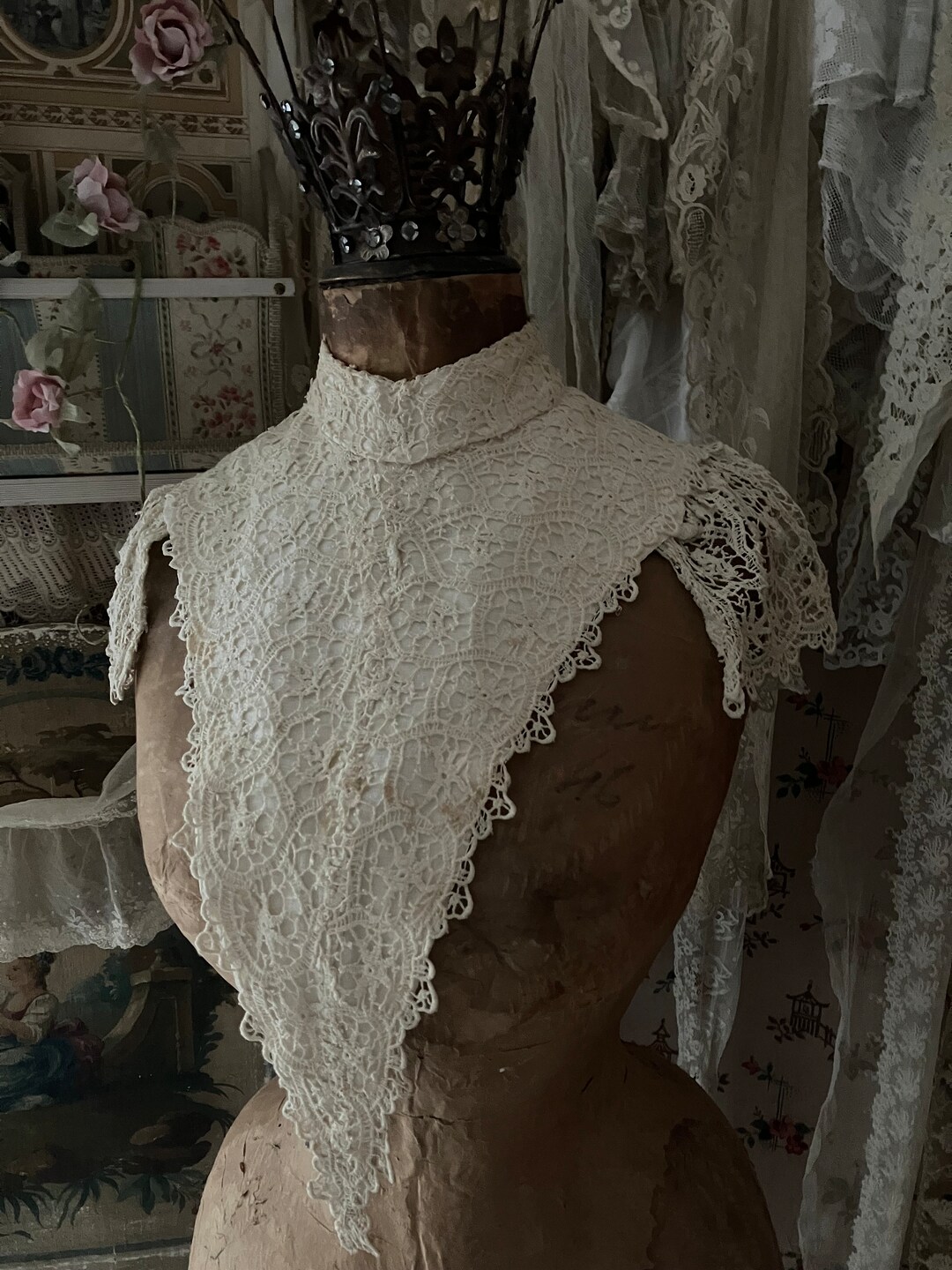 Antique Lace Modesty Panel Collar With Lace Caplets - Etsy