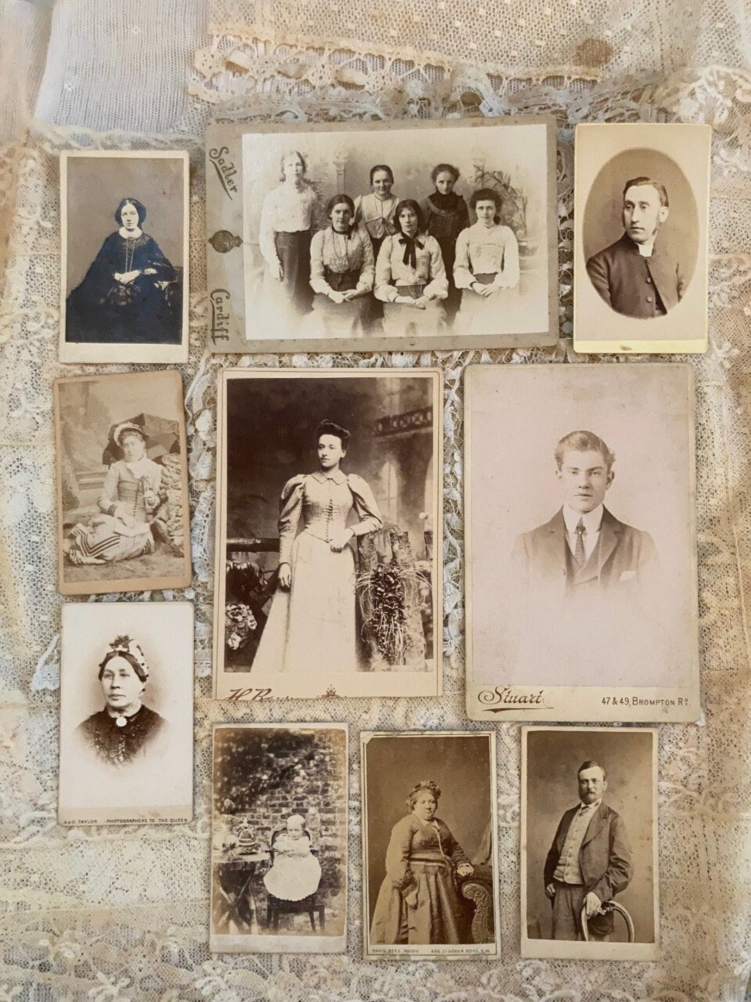 Ten Victorian Portrait Photo Cabinet Photo Cards Large and Small CDV ...