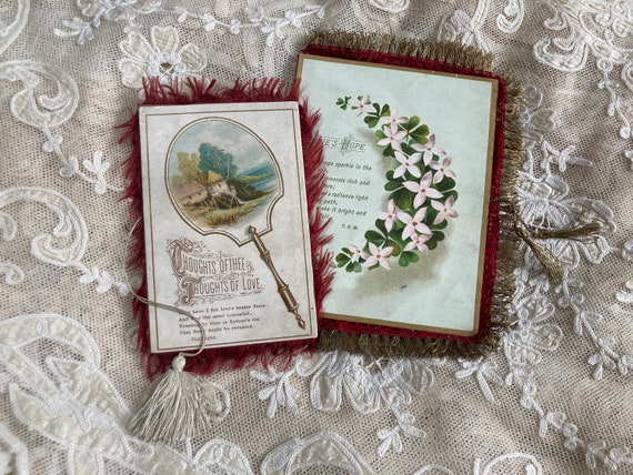 Two Antique 1800's Floral Love Token Card With Silk - Etsy