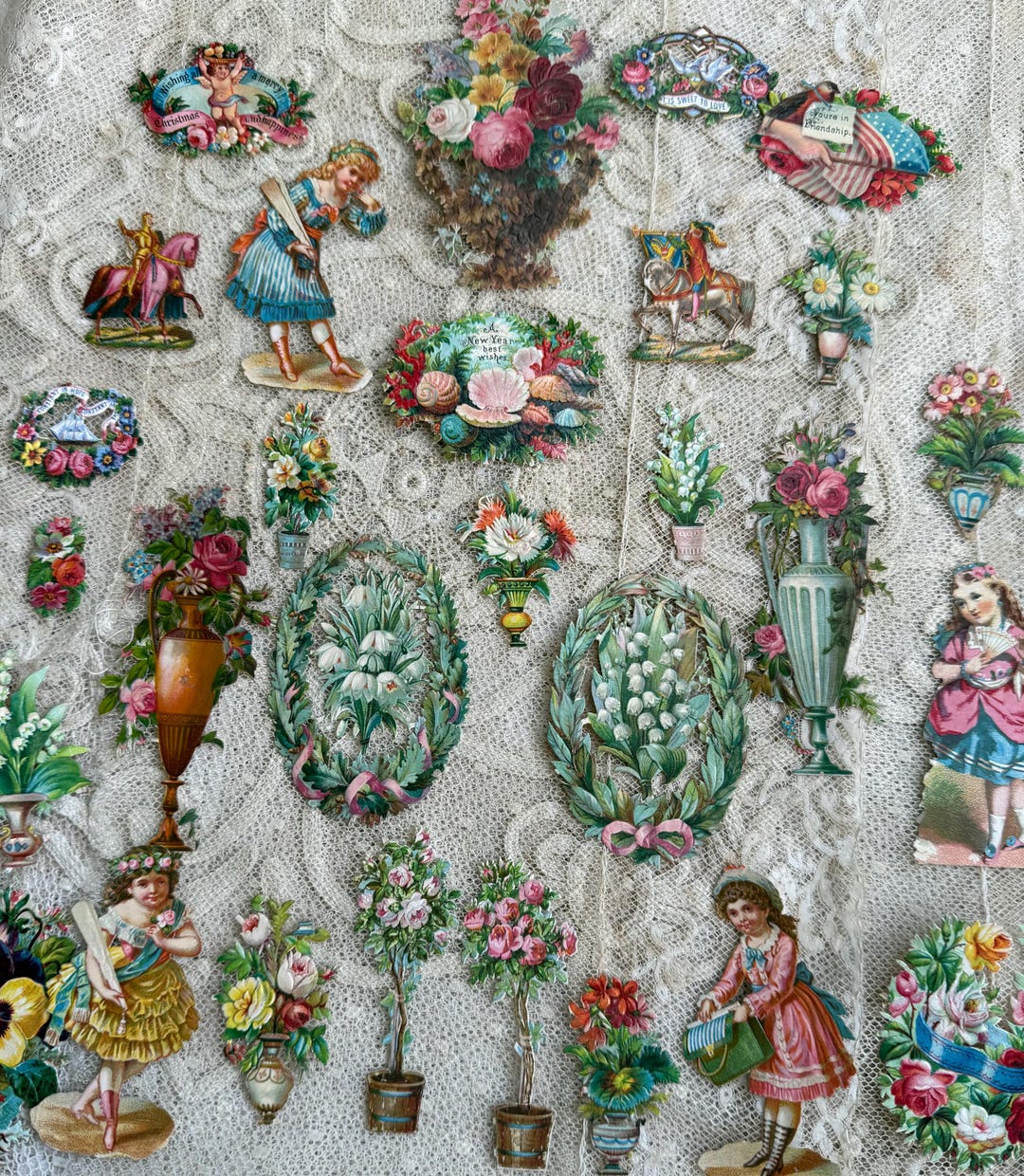 Retazos de papel repujado victoriano, elaboración de tarjetas cromadas ...
