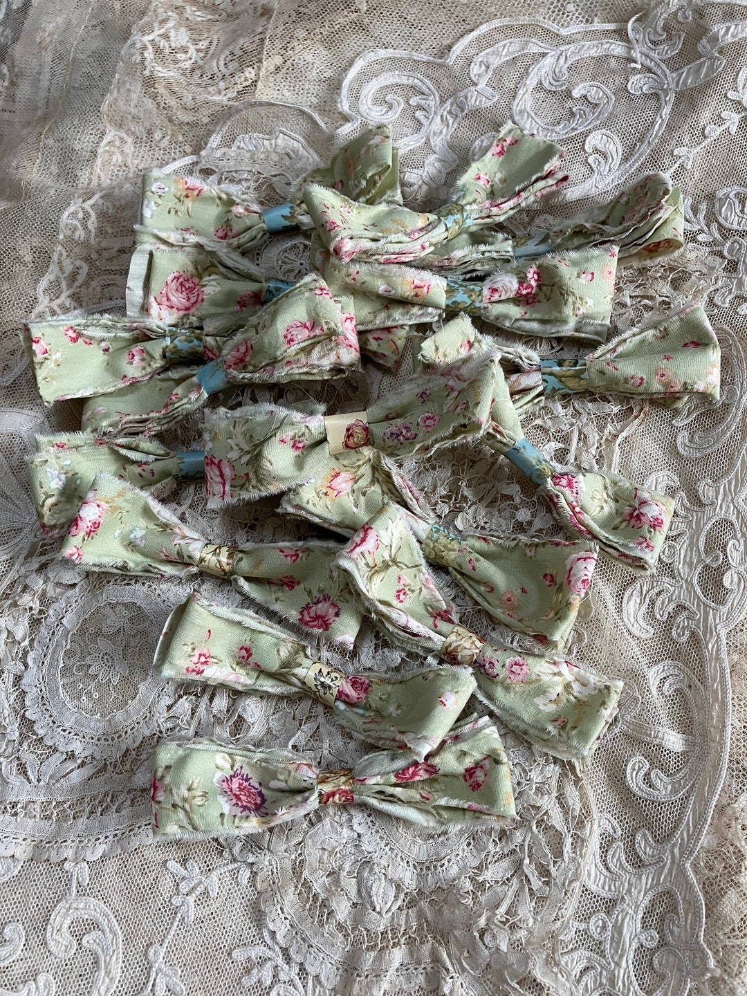 Hand Torn Ribbons Using Vintage Peonies and Roses 100% Soft Cotton ...