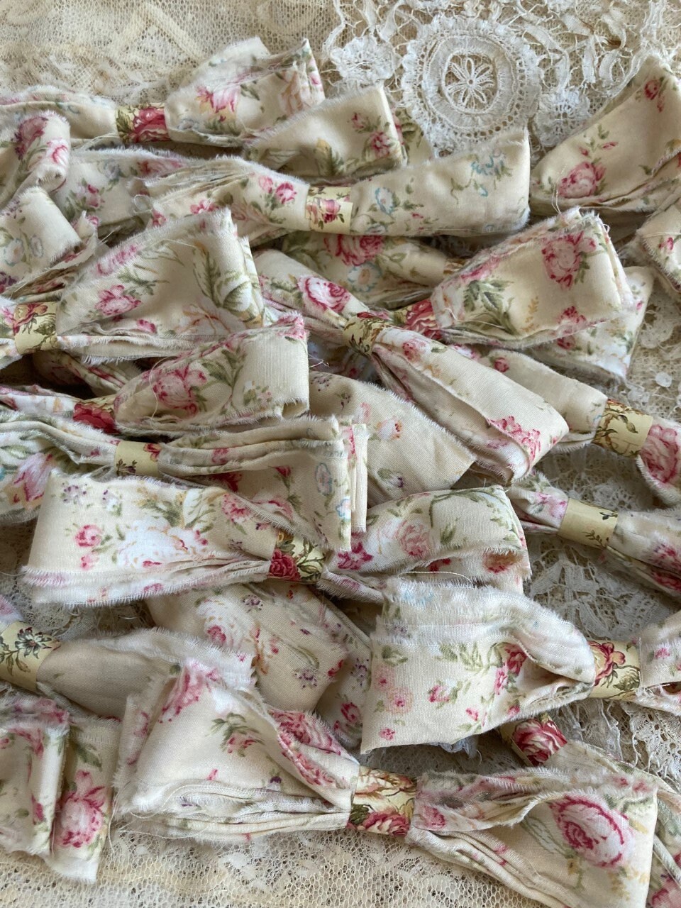 Hand Torn Ribbons Using Vintage Peonies and Roses 100% Soft - Etsy