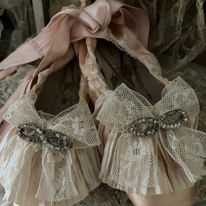 Beautiful Antique Pointe Bloch Ballet Shoes With Antique Lace and Georgian Paste Buckles - Etsy