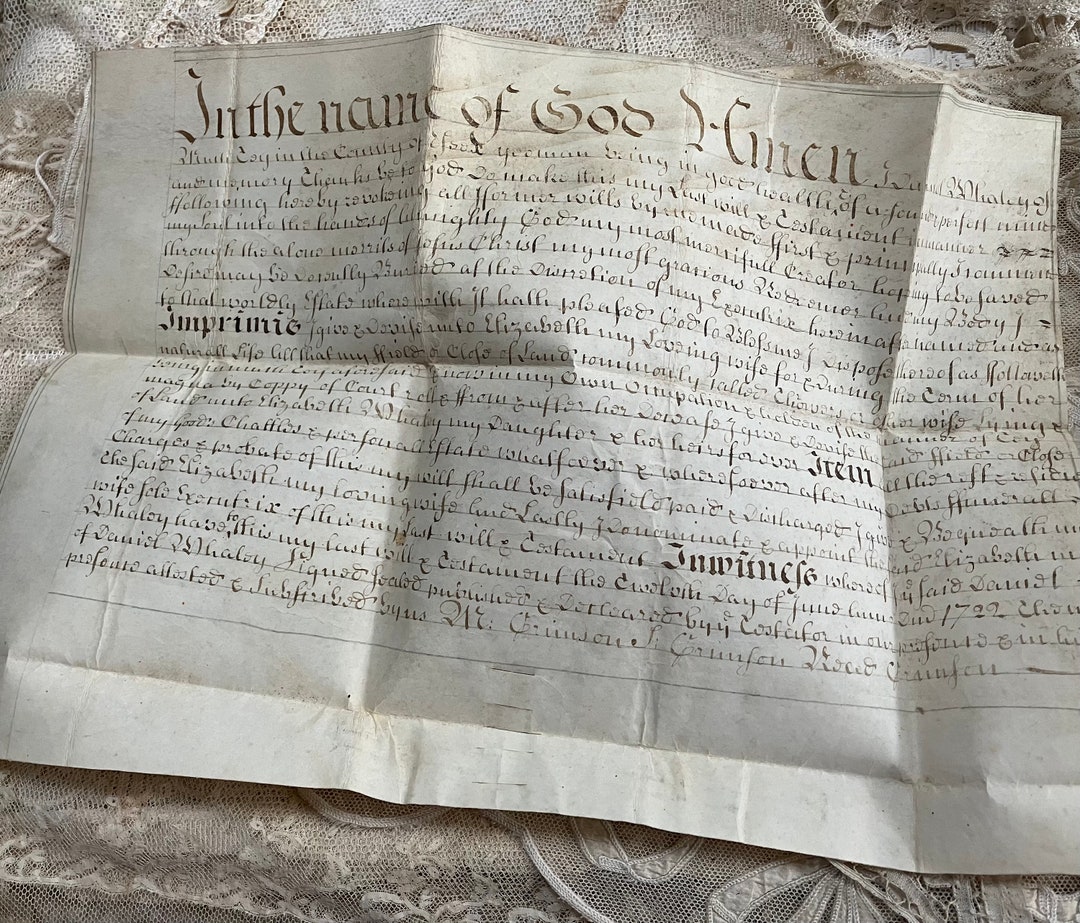 1722 Antique Hand Written Indenture Deed - Etsy UK