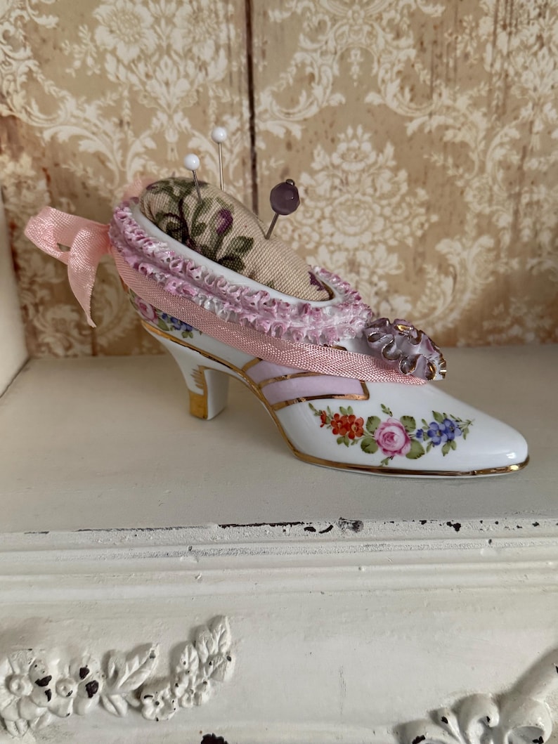 Antique Porcelain Shoe Pin Cushion, Vintage Shelf Decor - Etsy