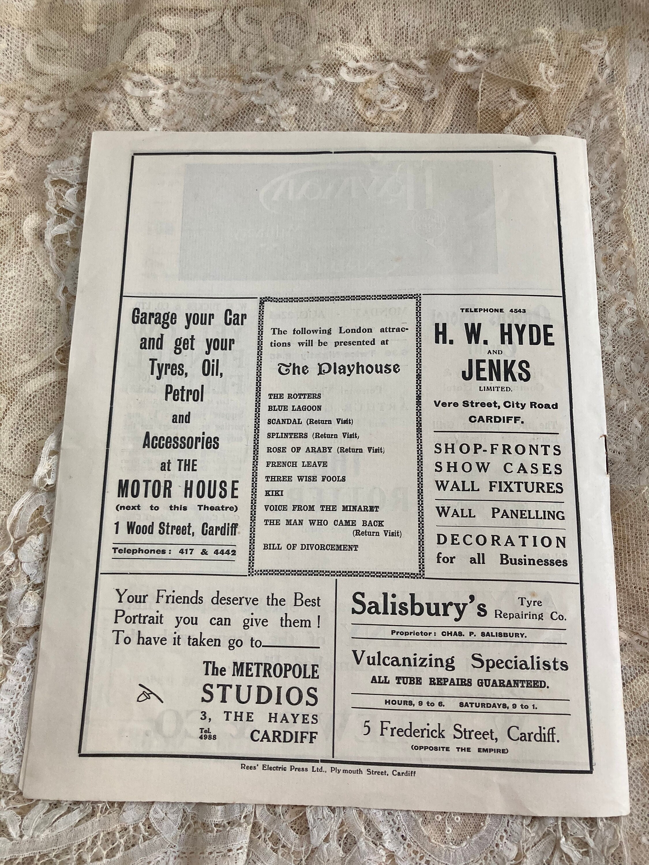 Original Large Antique Theatre Programme the Playhouse Cardiff - Etsy