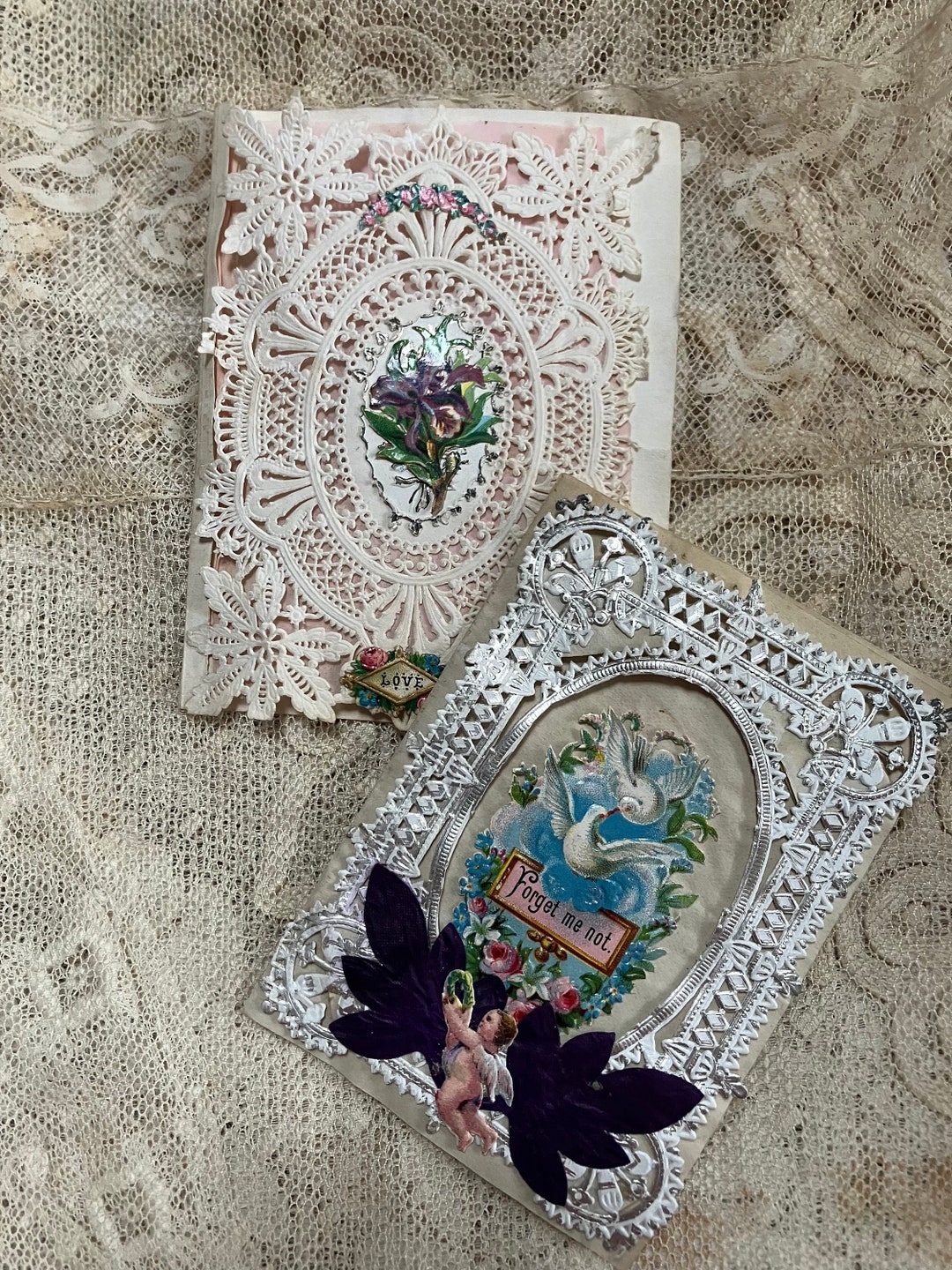 Two Victorian Paper Lace Valentines Cards - Etsy