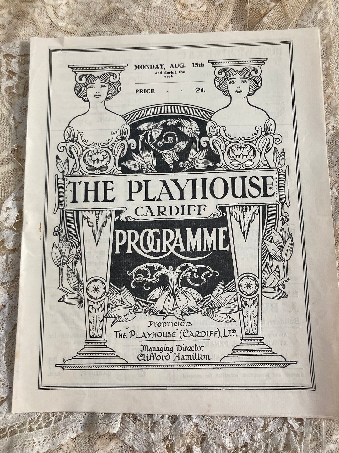 Original Large Antique Theatre Programme the Playhouse Cardiff C1920 - Etsy