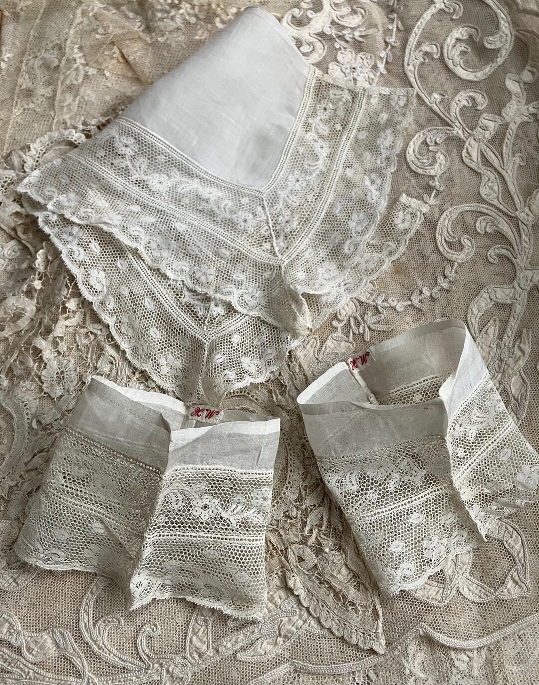 Antique French Lace Collar and Cuffs Ref 2 - Etsy