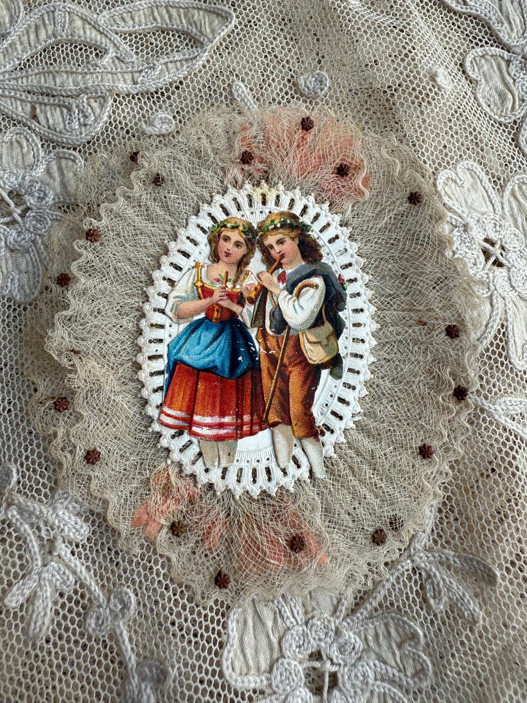Nineteenth Century Gauze Frill Card Front Piece With Applied Scrap - Etsy